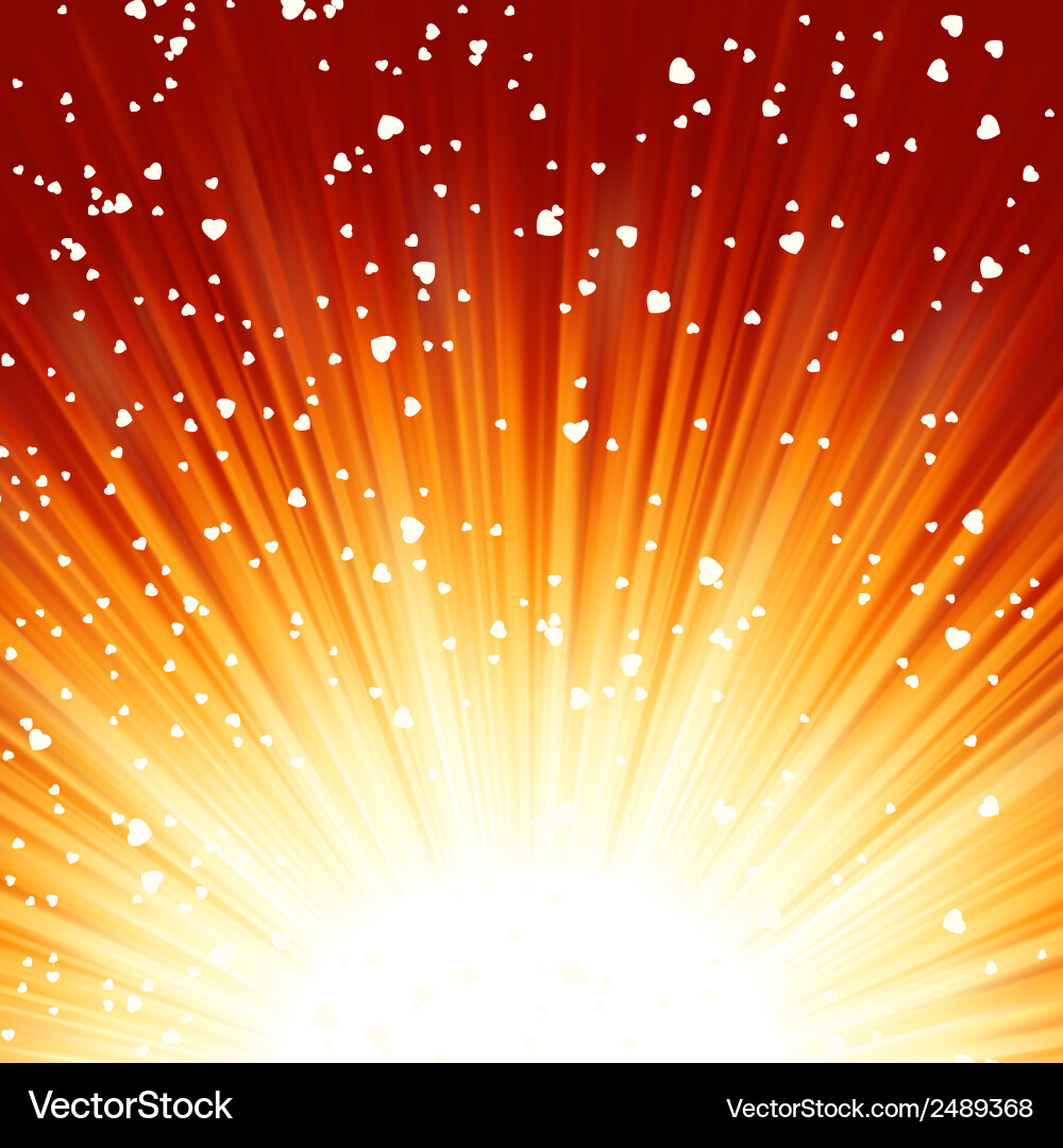 Little hearts floating on rays of light eps 8 Vector Image