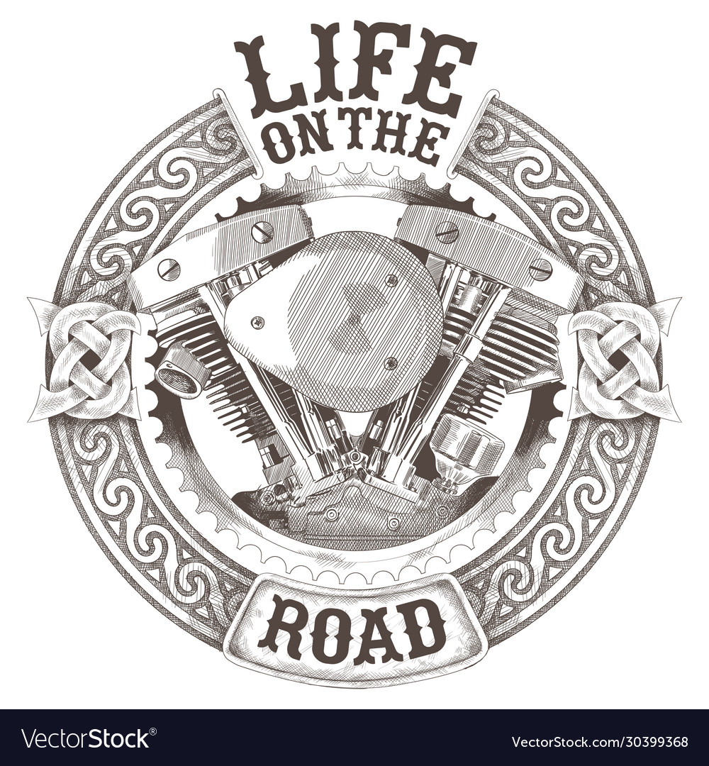 Motorcycle engine logo Royalty Free Vector Image