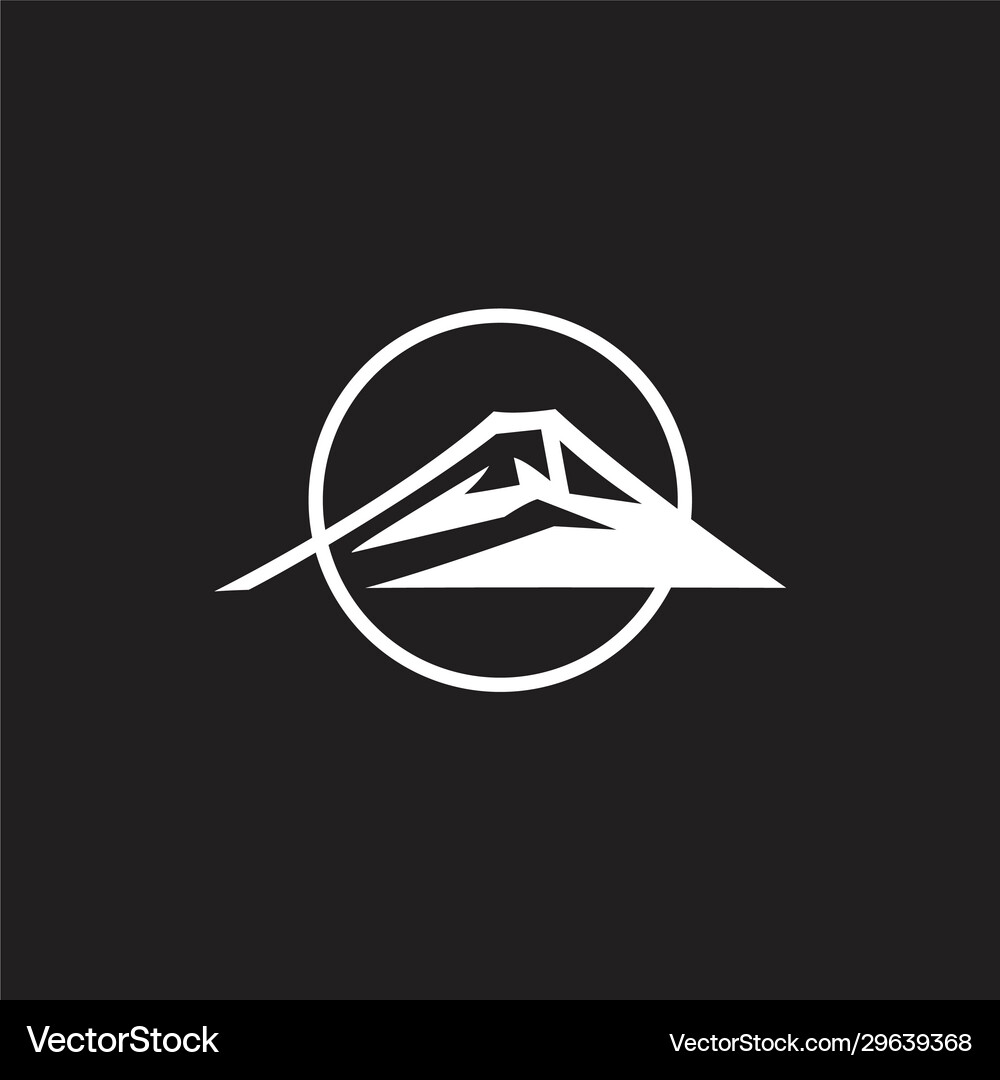Mountain circle line outdoor symbol Royalty Free Vector