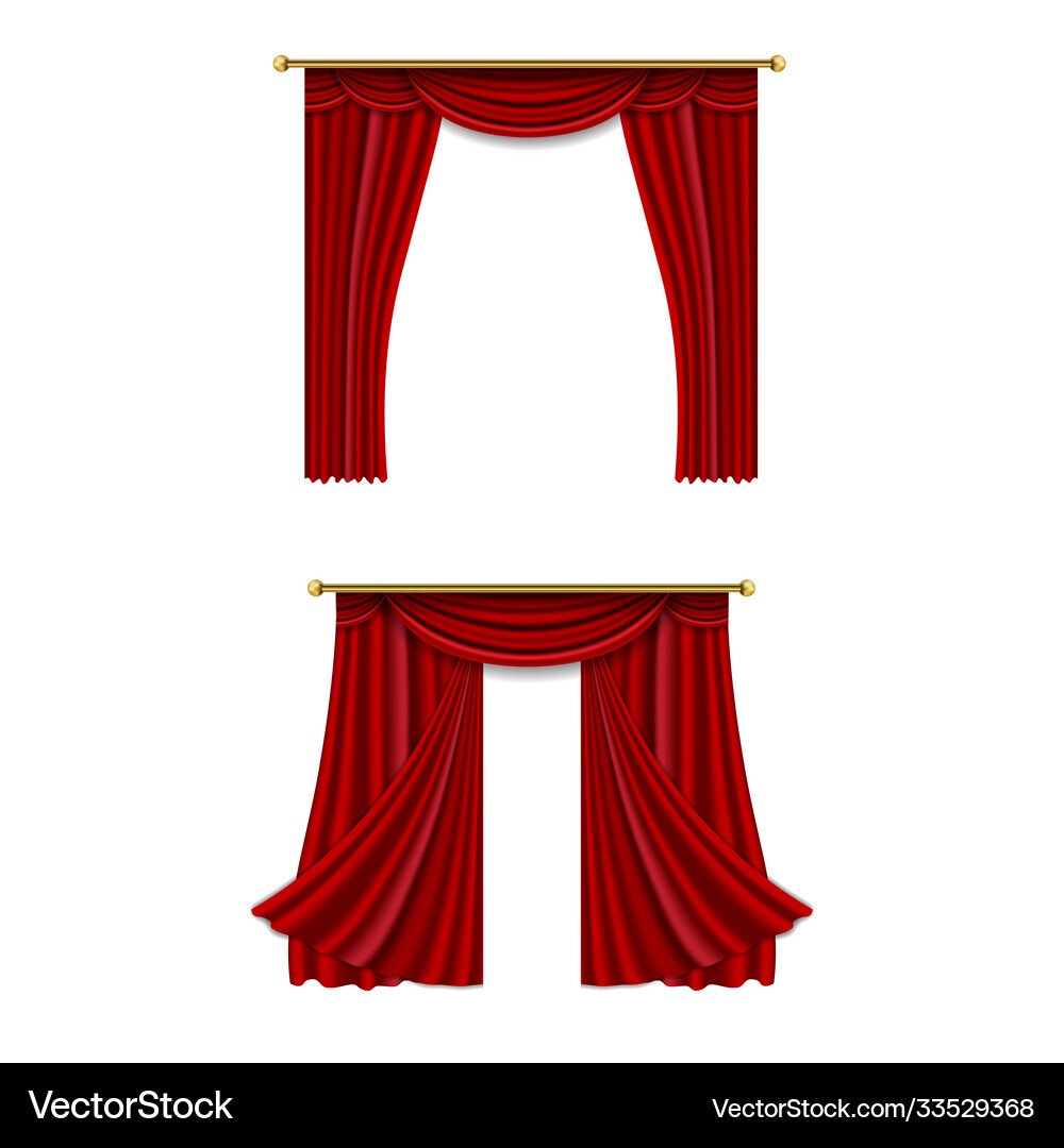 Realistic luxury curtain cornice decor domestic Vector Image