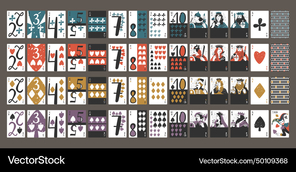 Set of designers playing cards full deck Vector Image