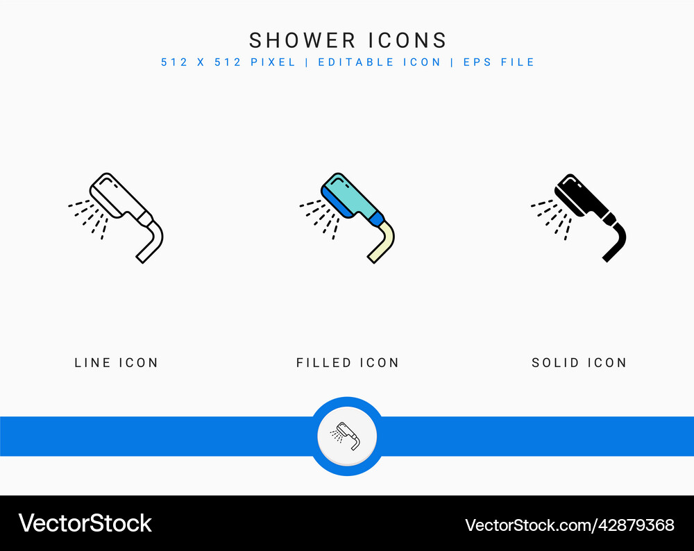 Shower icons set with icon line style Royalty Free Vector