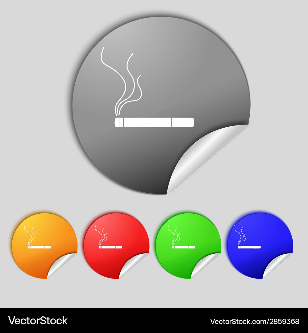 Smoking sign icon cigarette symbol set colourful Vector Image