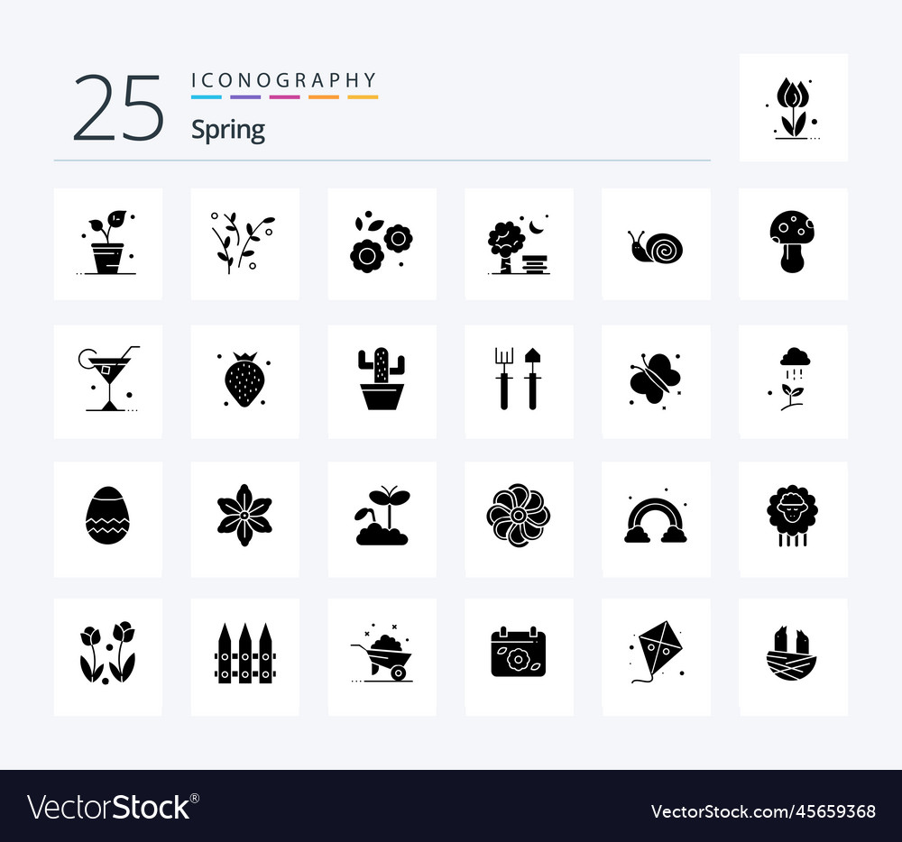 Spring 25 solid glyph icon pack including bug Vector Image