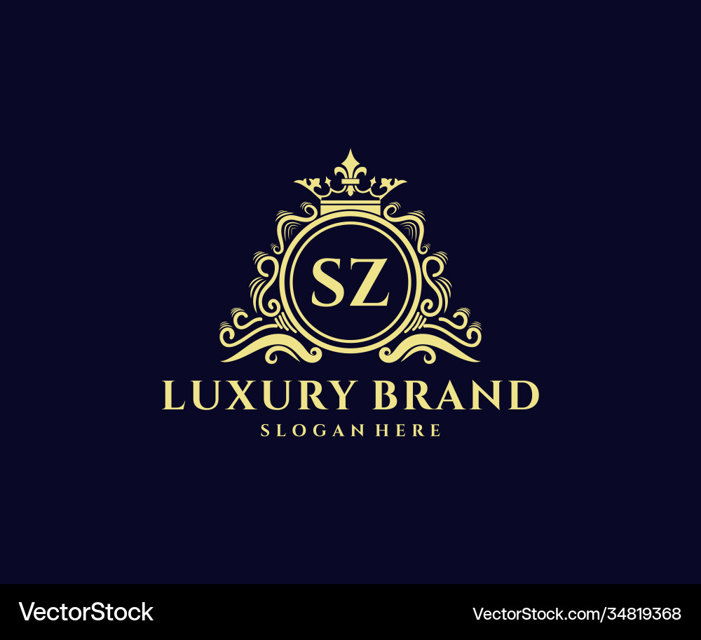 Sz initial letter gold calligraphic feminine Vector Image