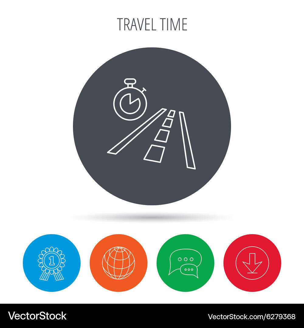 Travel time icon road with timer sign Royalty Free Vector