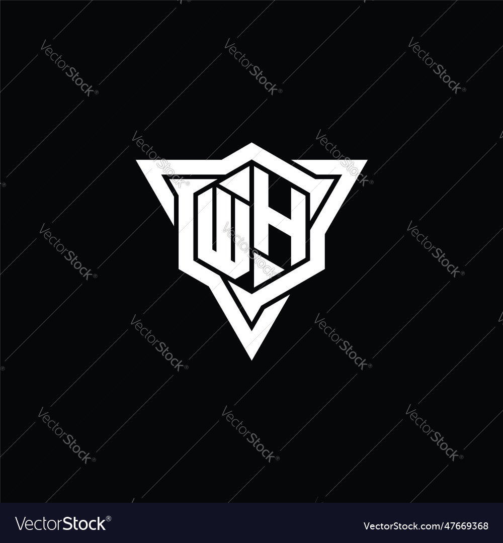 Wh logo monogram hexagon shape with triangle Vector Image