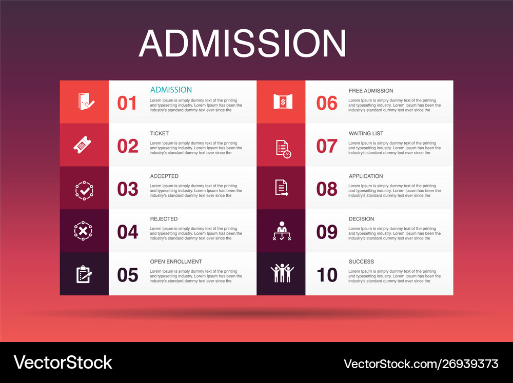 Admission infographic 10 option templateticket Vector Image
