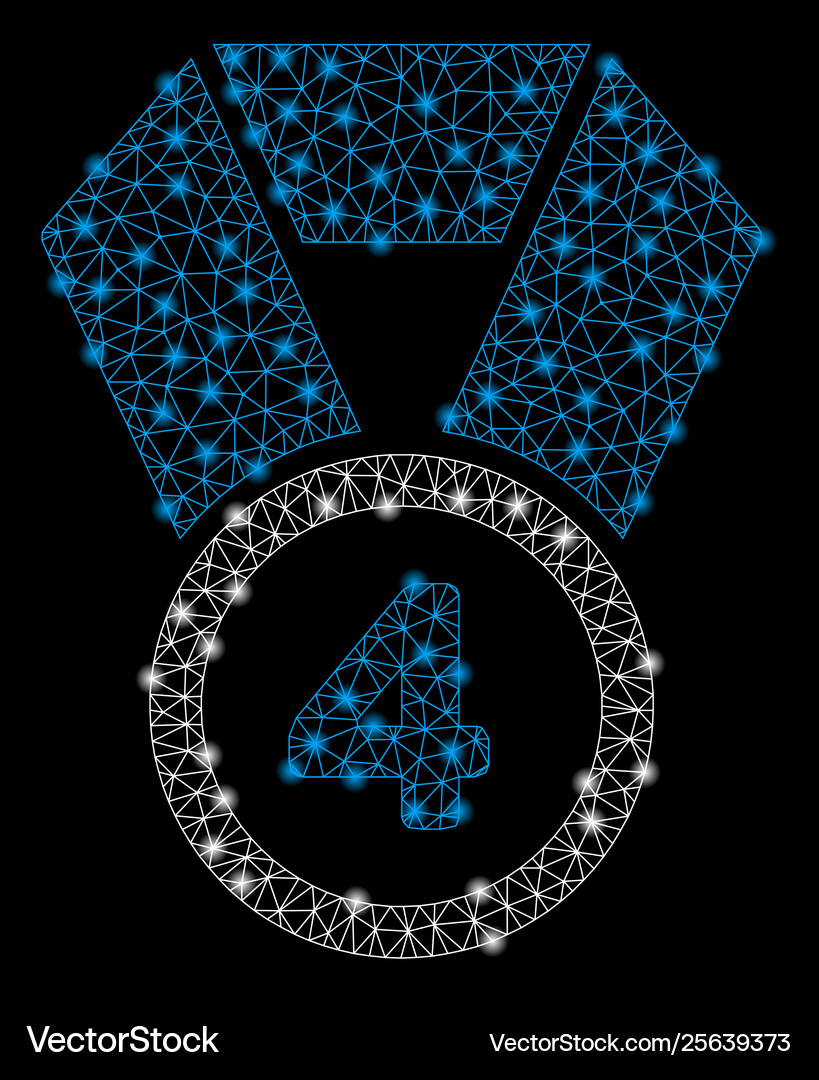 Bright mesh network 4th place medal with flare Vector Image