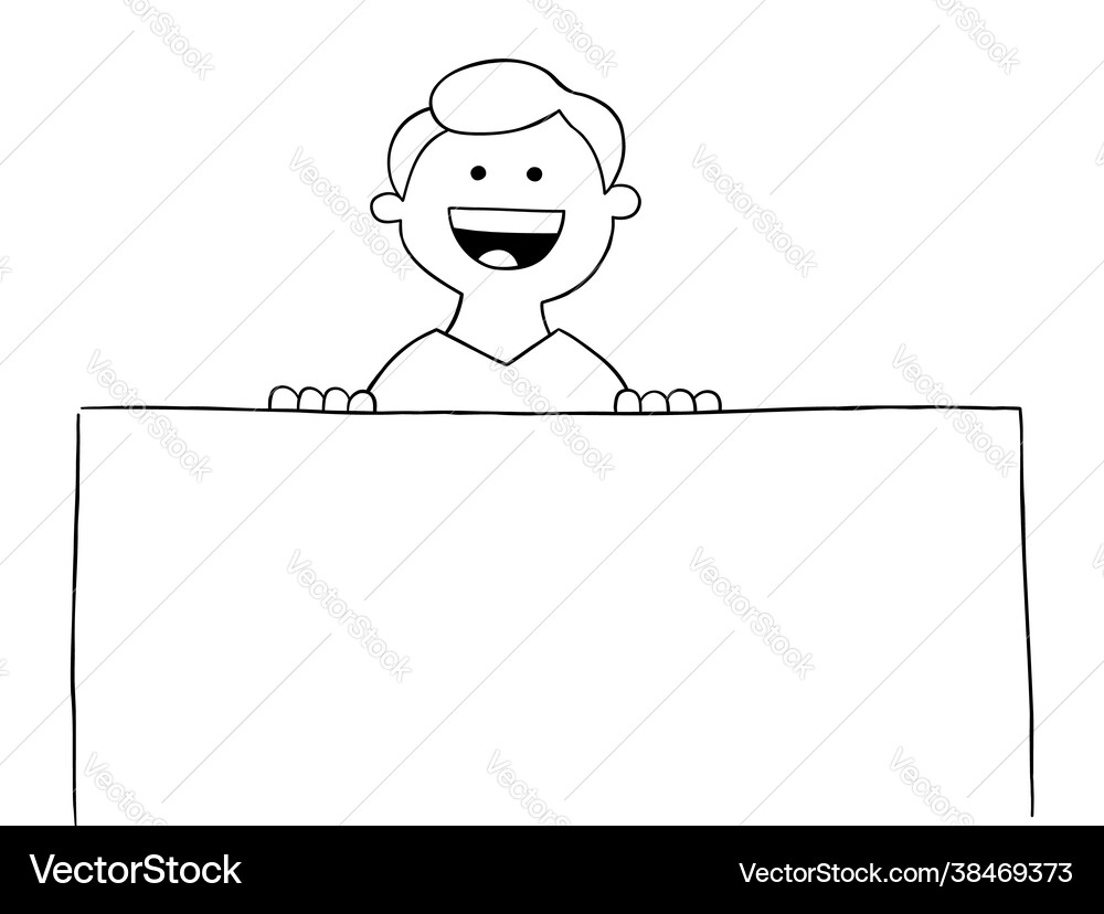 Cartoon man holding blank sign Royalty Free Vector Image