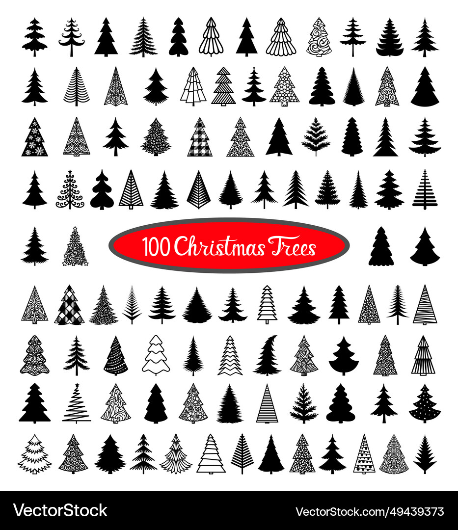 Christmas trees black silhouettes collection Vector Image