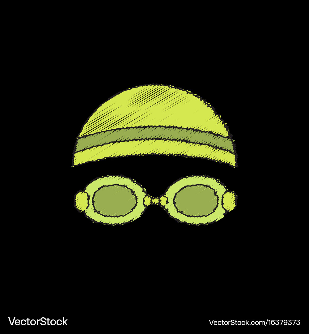 Diver swimmer equipment in hatching style Vector Image