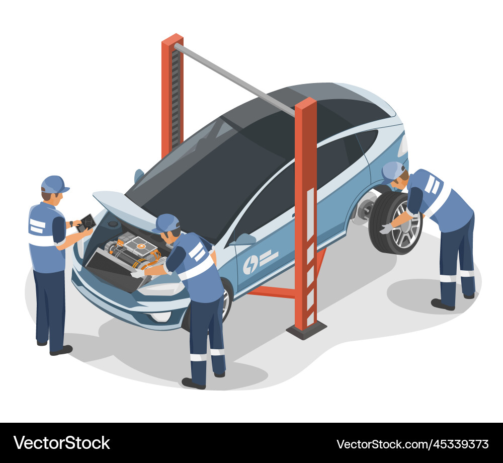 Ev electric car service center maintenance Vector Image