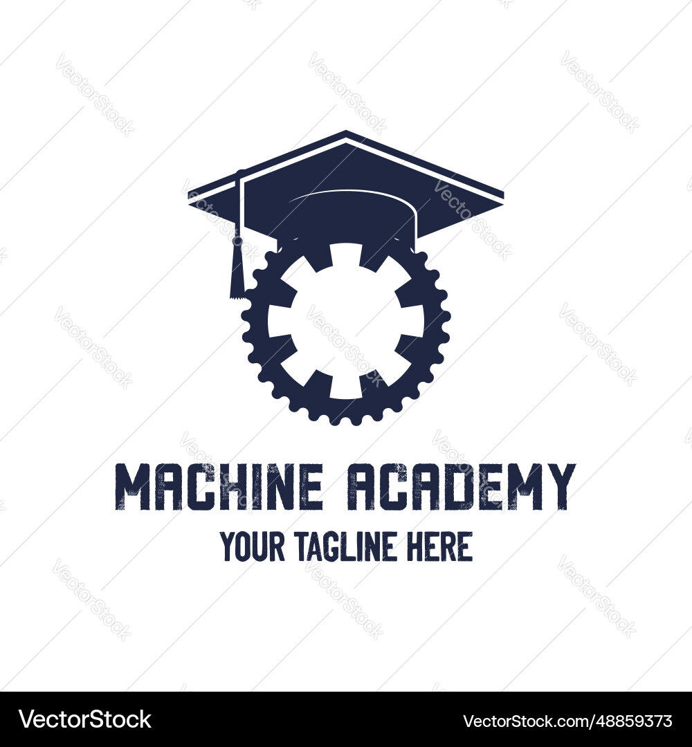 Graduate toga hat with machine engine industrial Vector Image
