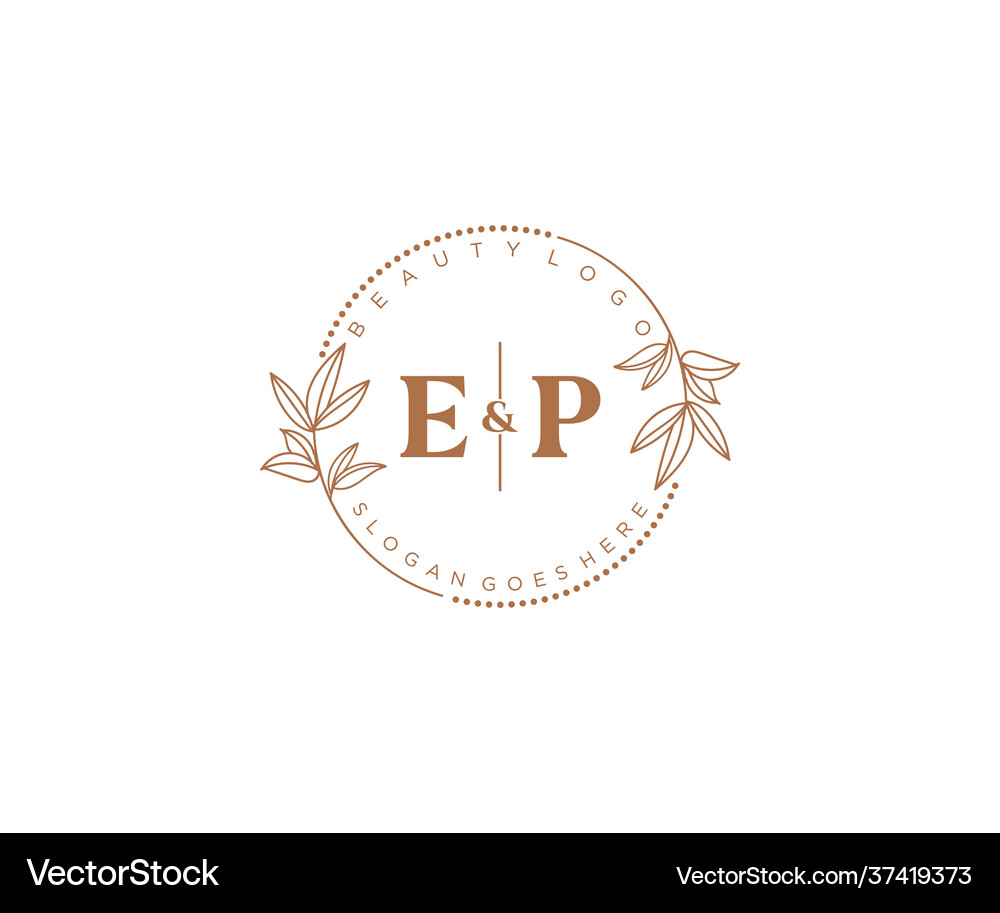 Initial ep letters beautiful floral feminine Vector Image