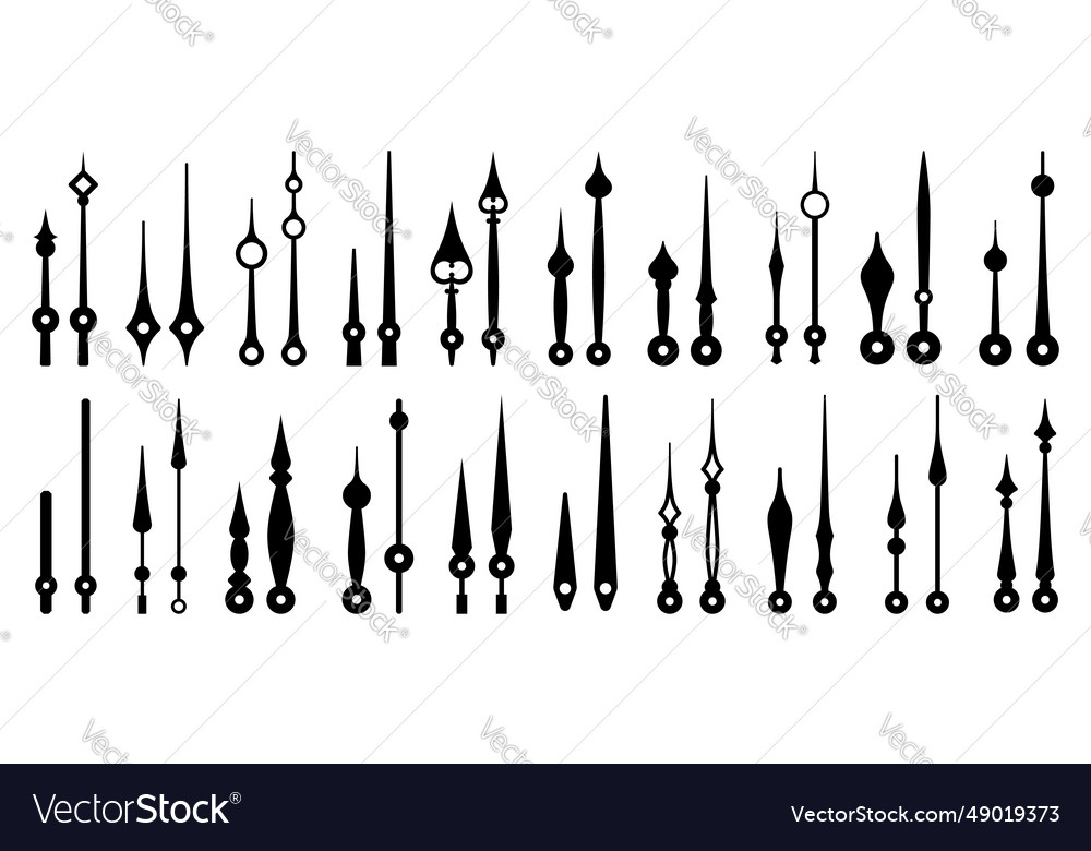 Isolated Clock Hands Time Pointers Watch Arrows Vector Image