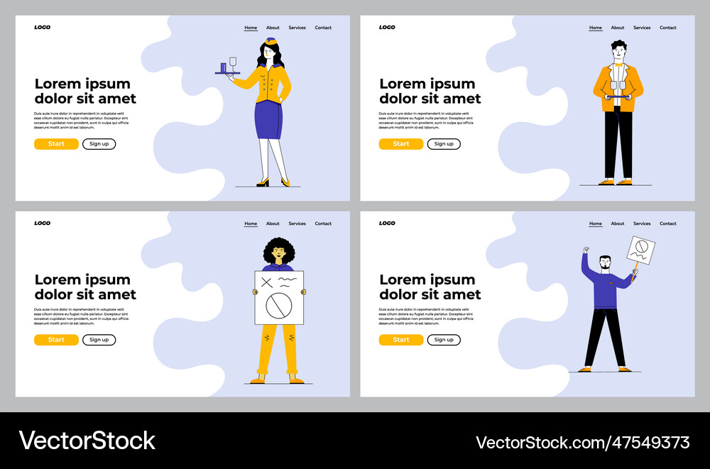Service job and protest campaign set Royalty Free Vector