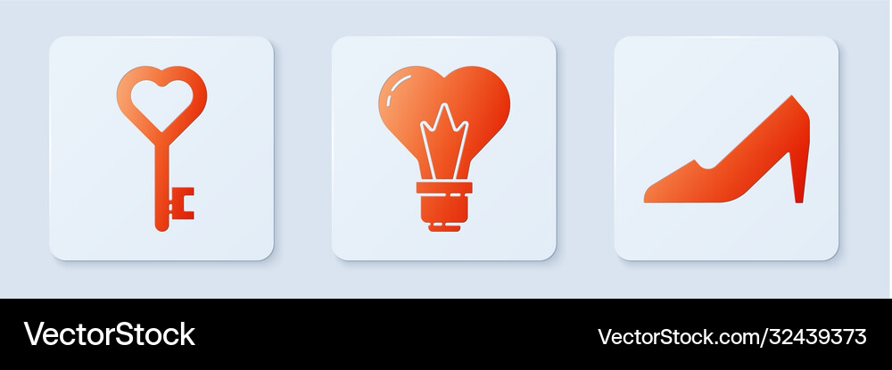 Set heart shape in a light bulb key in heart Vector Image