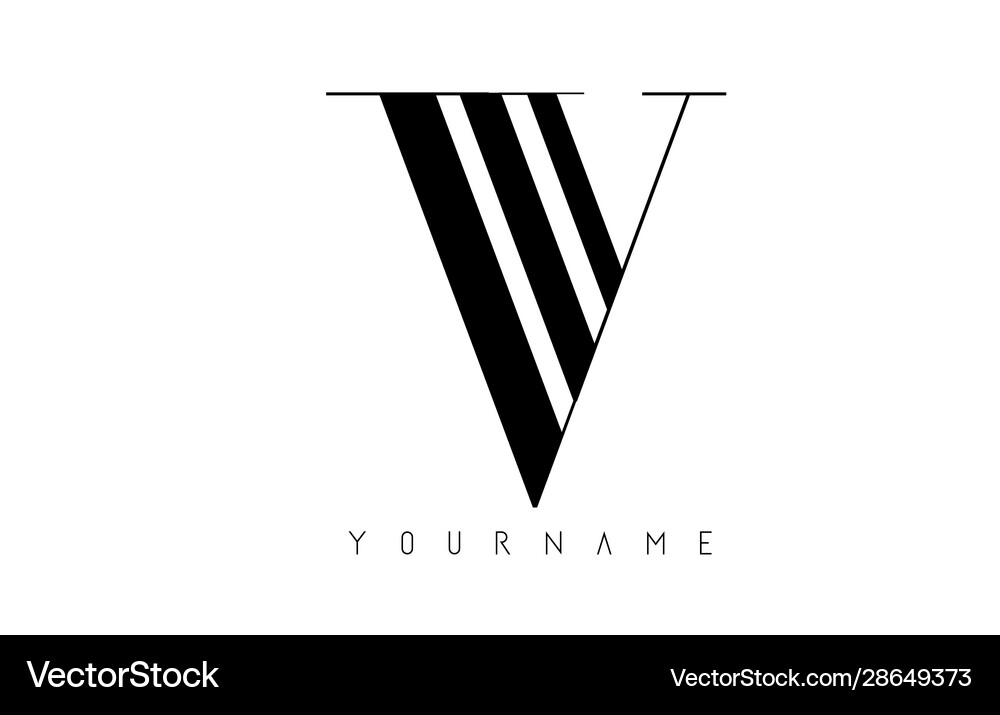 V letter logo with graphic elegant black lines Vector Image
