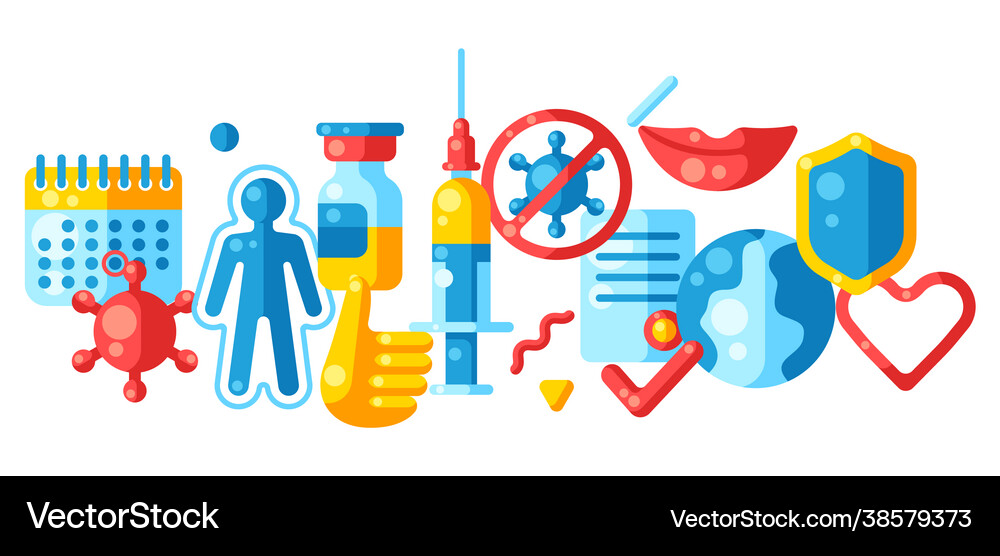 Vaccination concept background with vaccine icons Vector Image