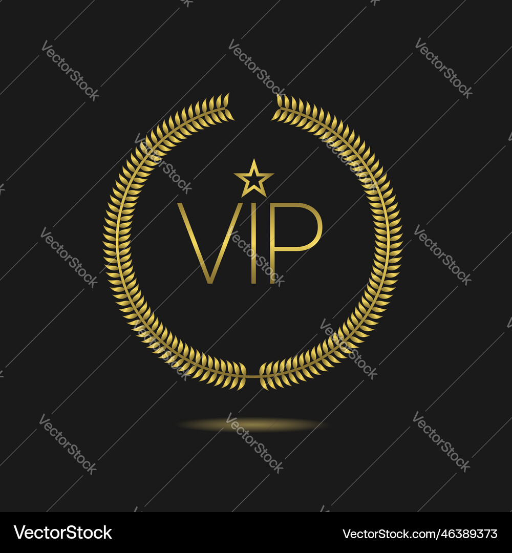 Vip golden laurel wreath label Royalty Free Vector Image