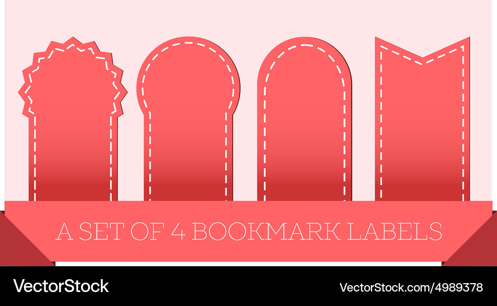 A set of 4 bookmark labels red Royalty Free Vector Image