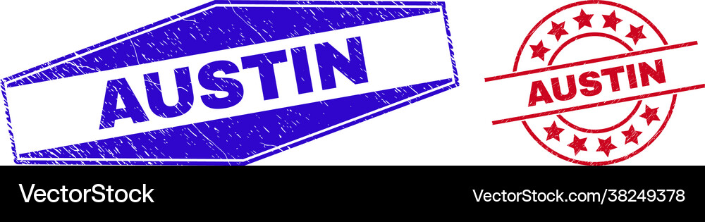 Austin unclean stamps in round and hexagonal Vector Image