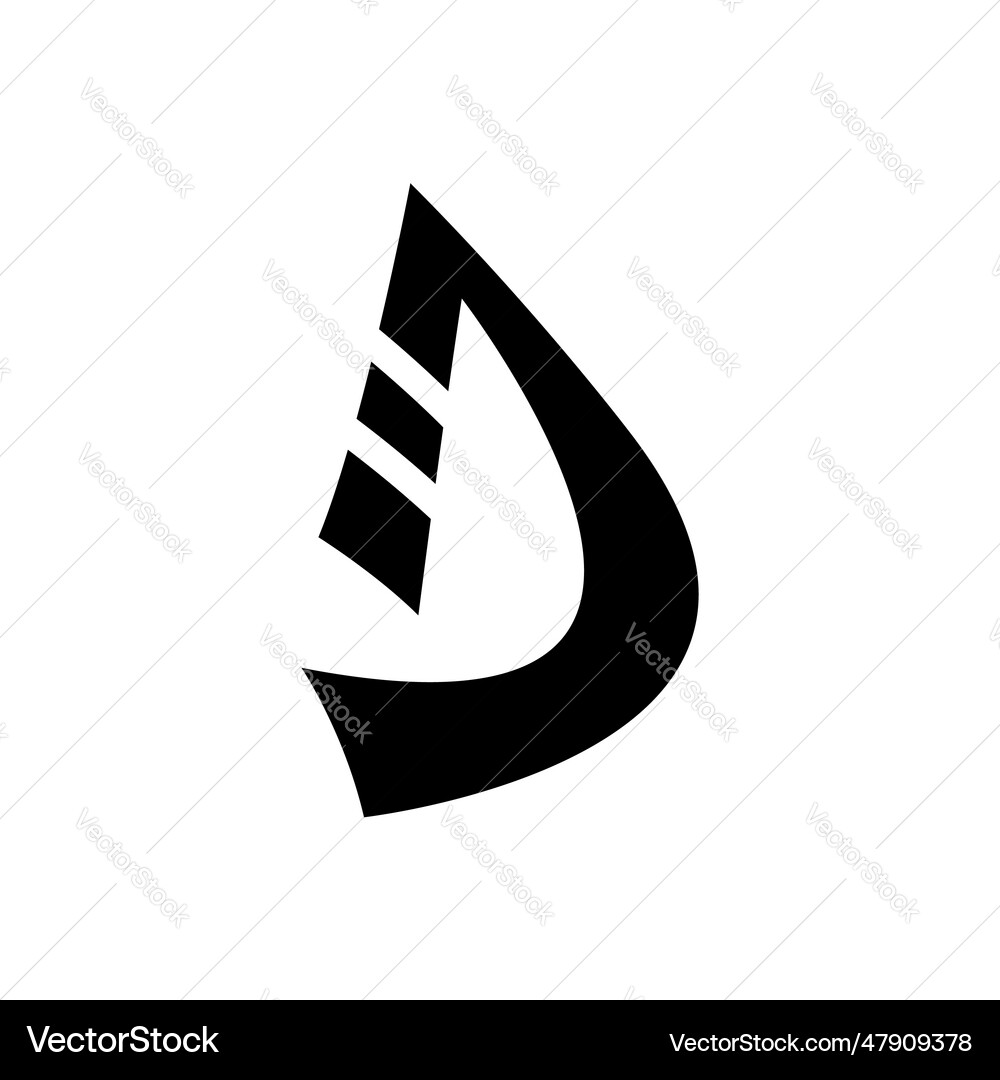 Black curved strip shaped letter d icon Royalty Free Vector