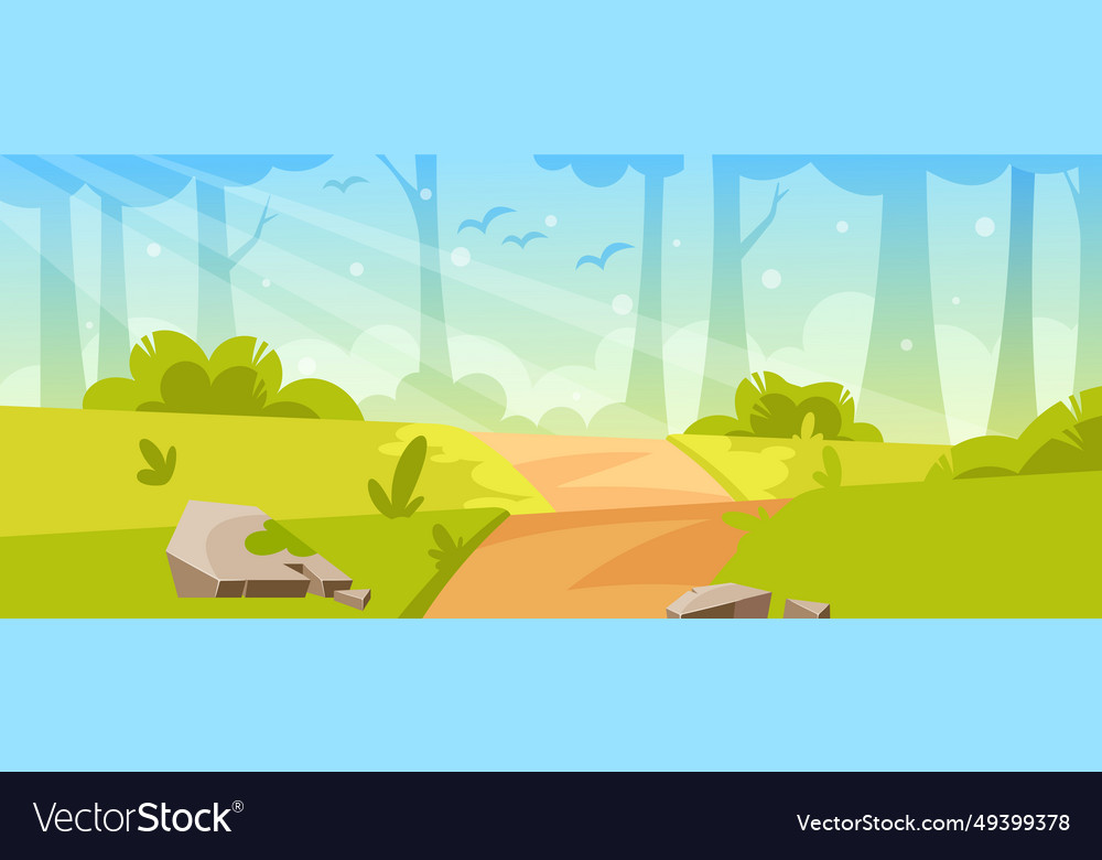Cartoon nature landscape path under blue sky Vector Image Cartoon nature landscape path under blue sky Vector Image