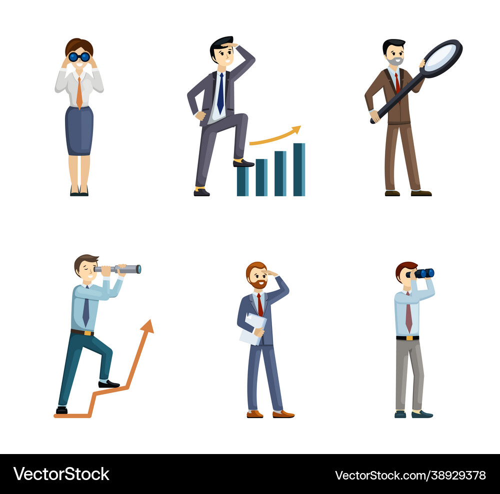 Looking into distance business characters set Vector Image