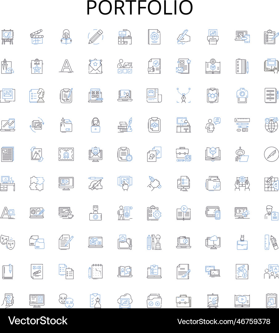 Portfolio outline icons collection Royalty Free Vector Image