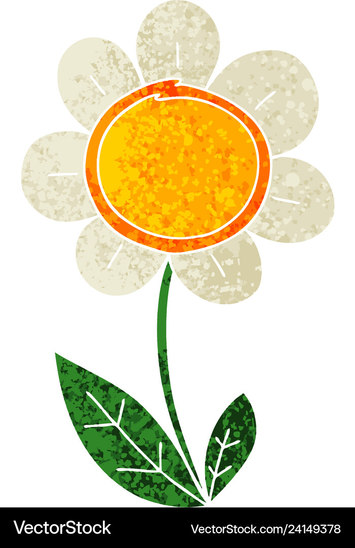 Quirky retro style cartoon daisy Royalty Free Vector Image