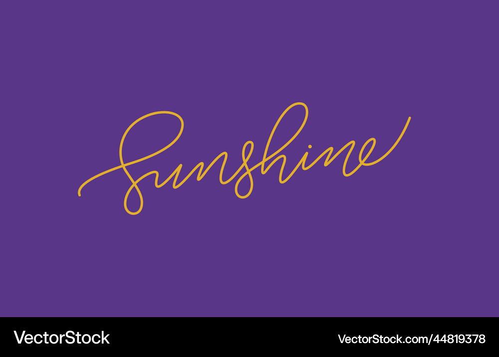 Sunshine word lettering design in continuous line Vector Image