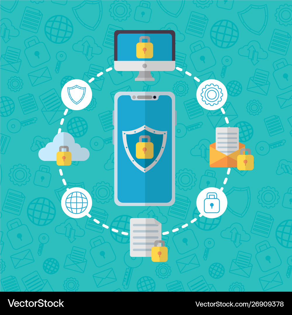 Technology internet security flat design Vector Image