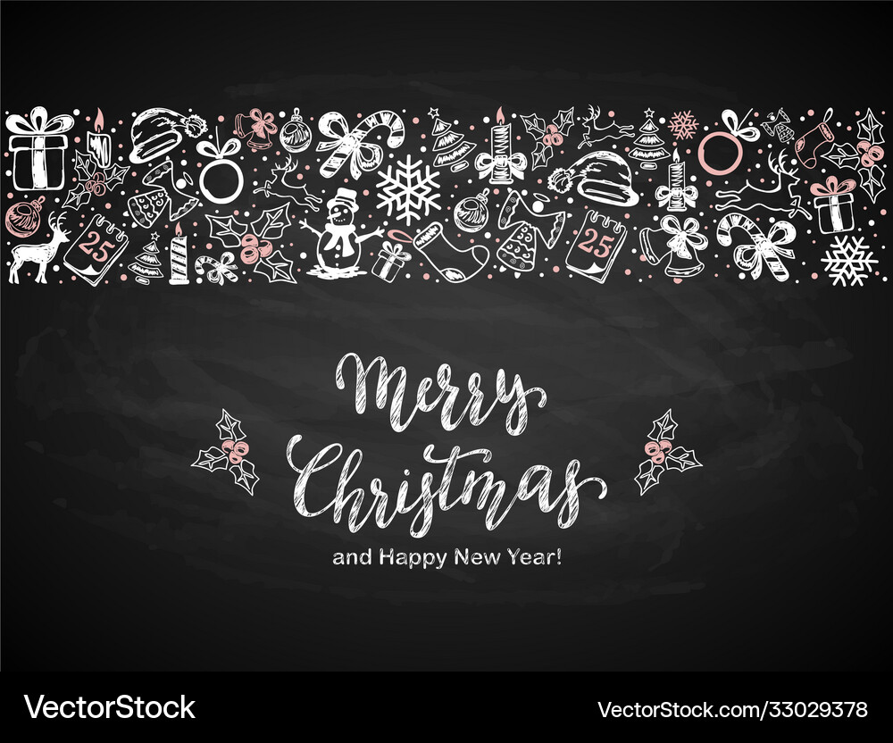 Text merry christmas and holiday decorations Vector Image