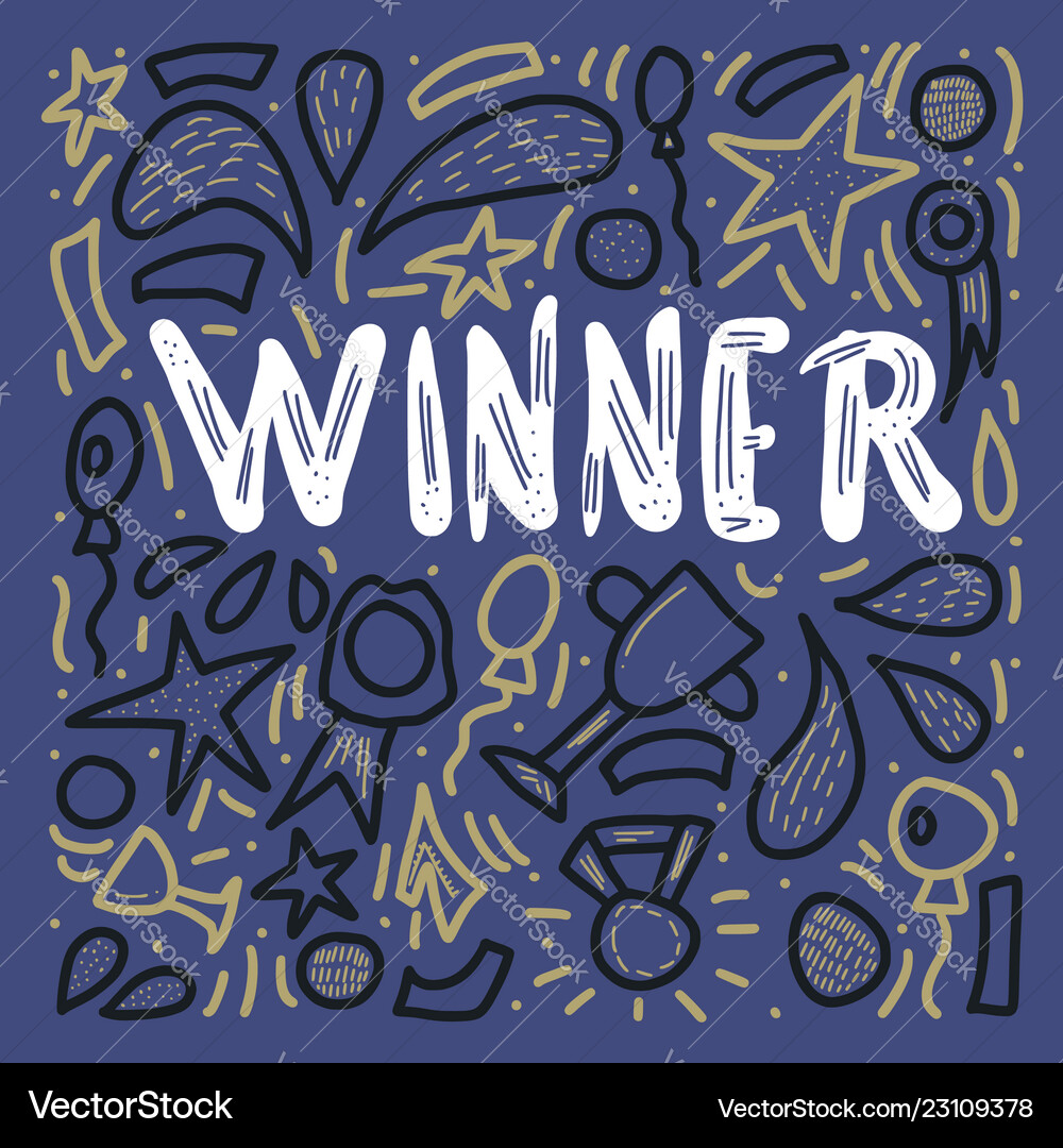 Winner lettering with decoration quote Royalty Free Vector