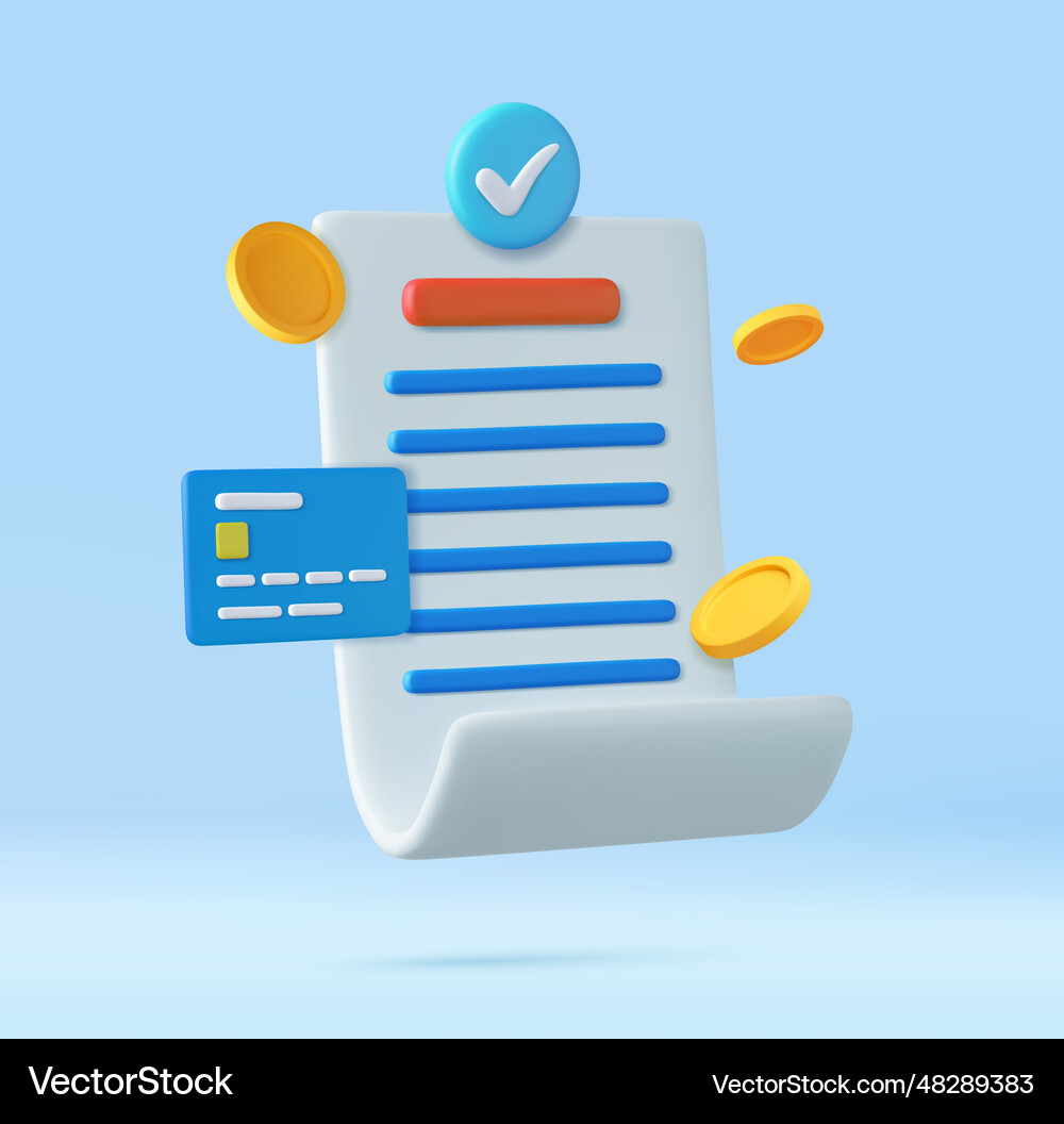 3d bill payment with credit card Royalty Free Vector Image