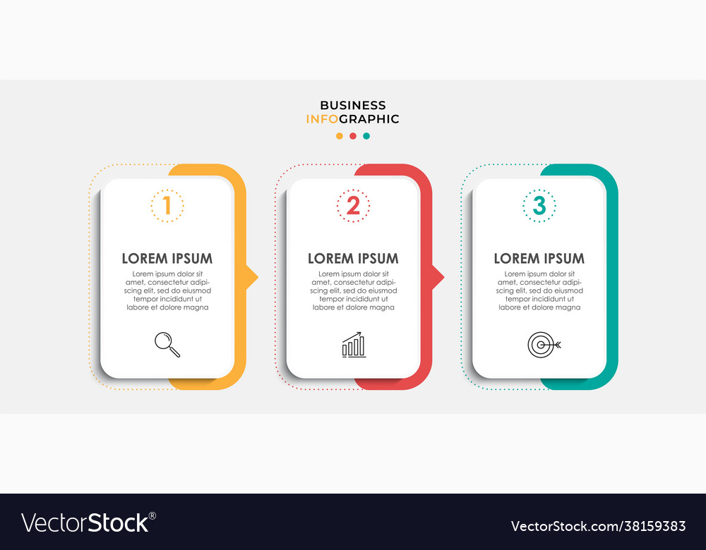Business infographics presentation with 3 steps Vector Image