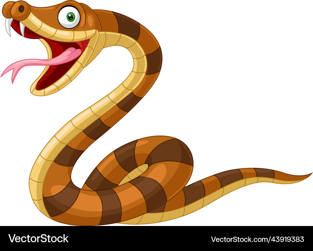 Cartoon brown snake on white background Royalty Free Vector