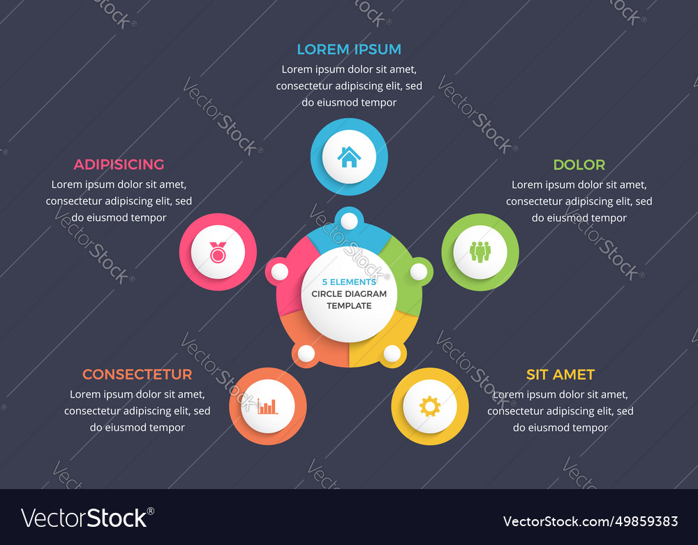 Circle infographic template - five elements Vector Image