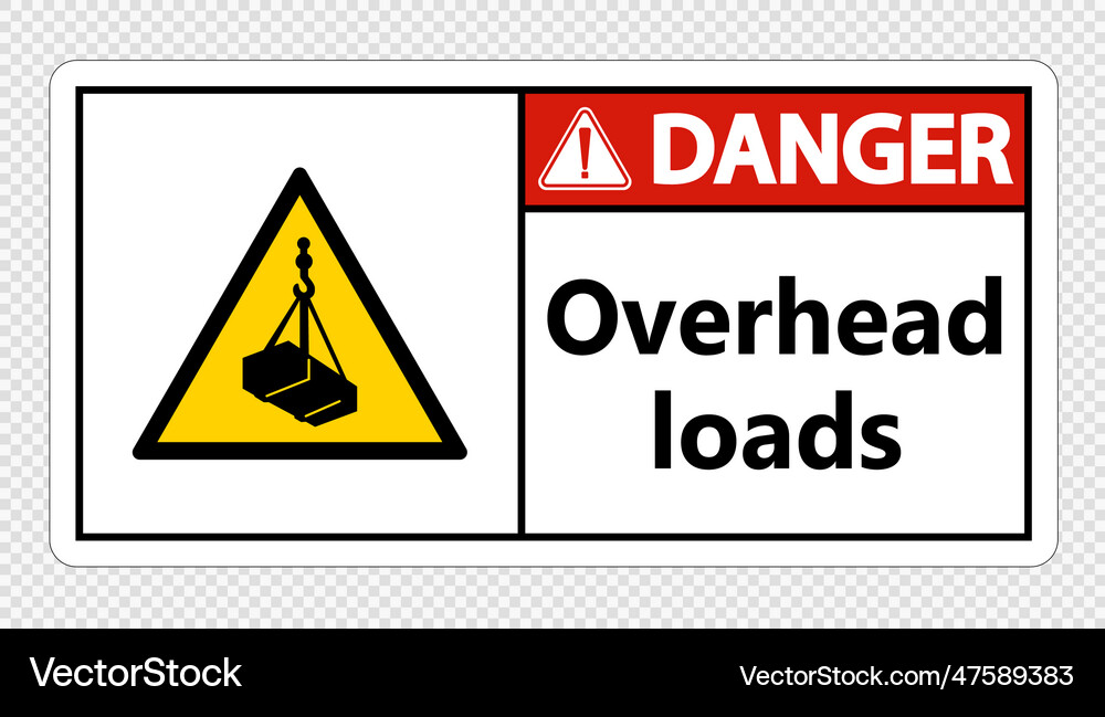 Danger overhead loads sign on transparent Vector Image
