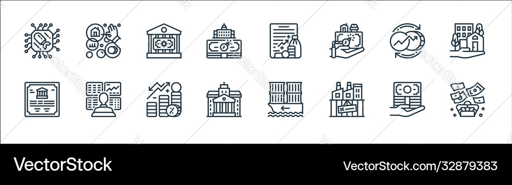Economic crisis line icons linear set quality Vector Image