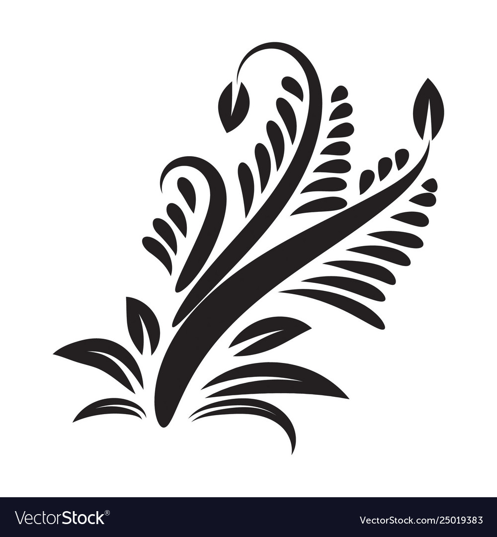 Element Floral Motifs Floral Ornamental Line Art Vector Image 