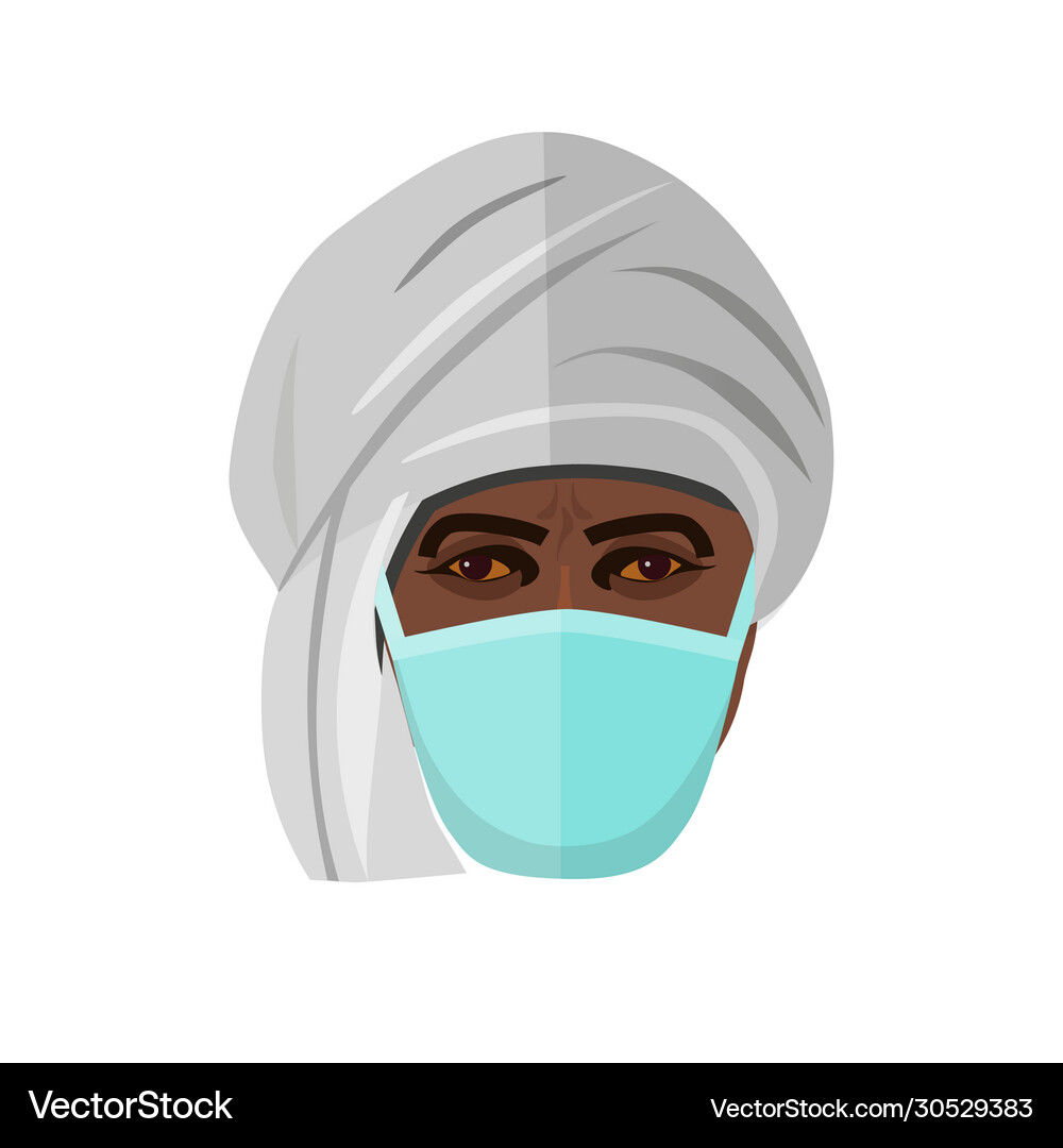 Face arab man in protective medical mask Vector Image