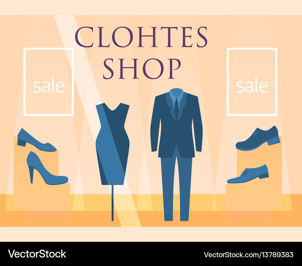 Flat design restaurant clothes shop facade icon Vector Image