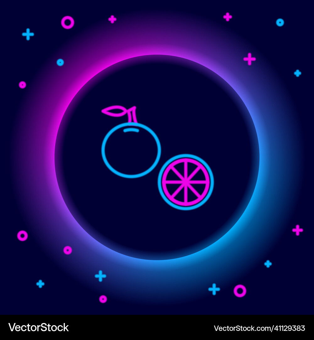 Glowing neon line orange fruit icon isolated Vector Image