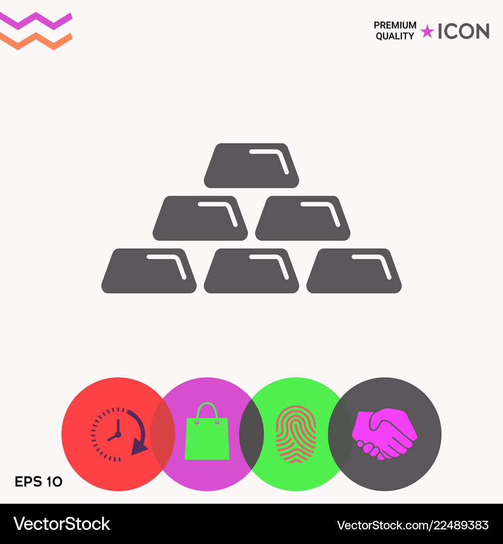 Gold bullion bar icon Royalty Free Vector Image