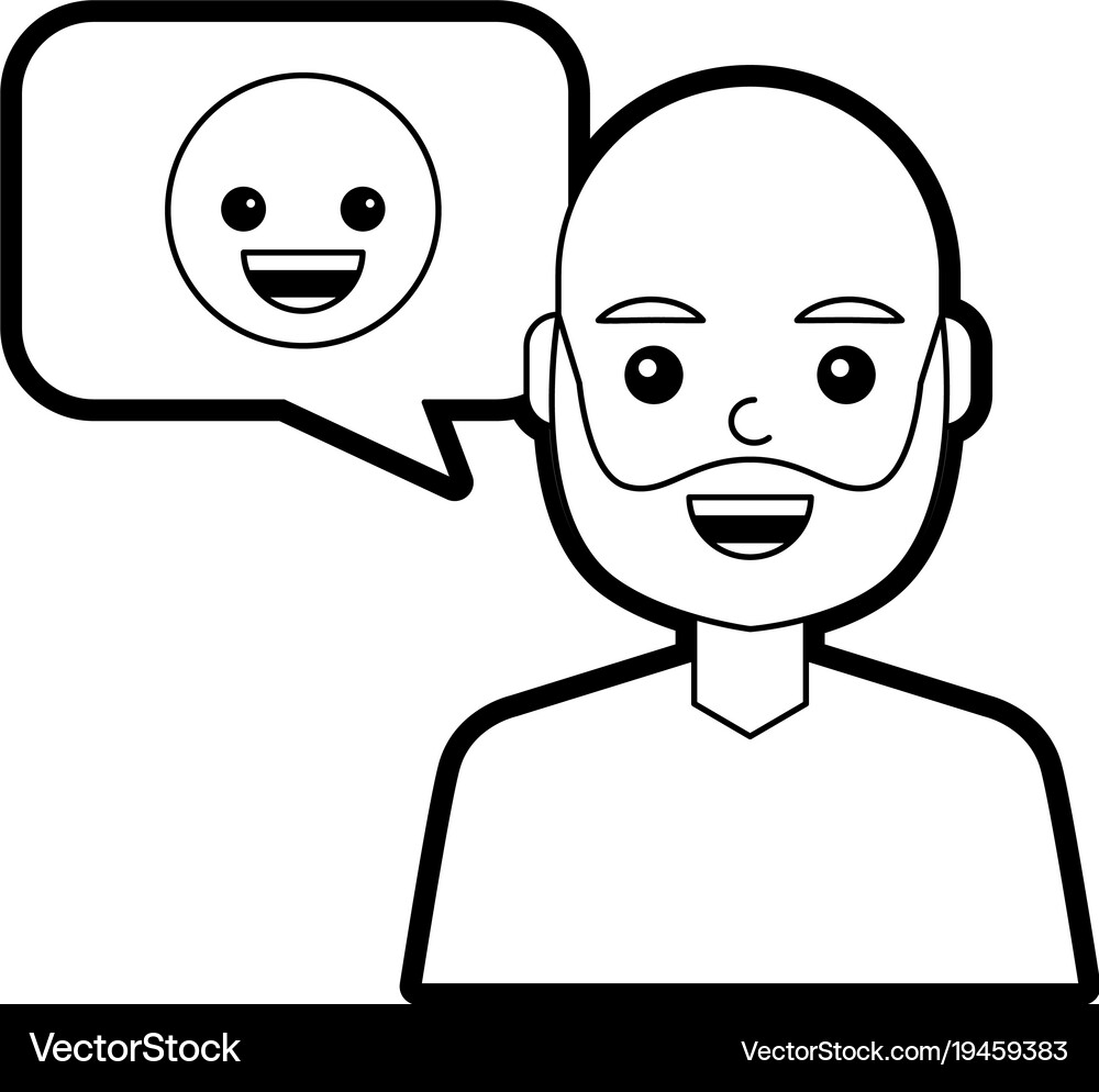 Man with smile emoticon in speech bubble Vector Image