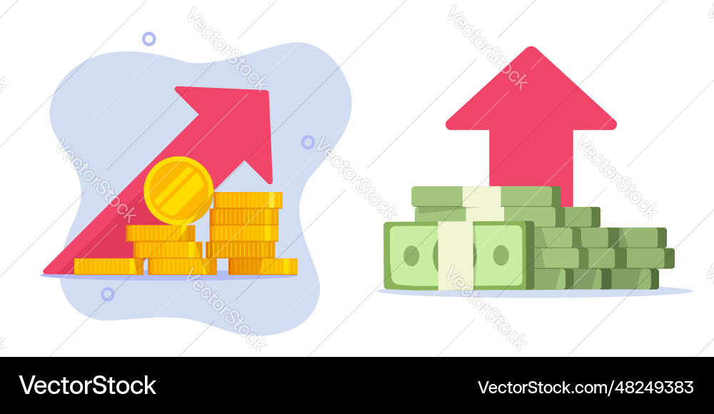 Money growth up graph arrow icon flat graphic Vector Image