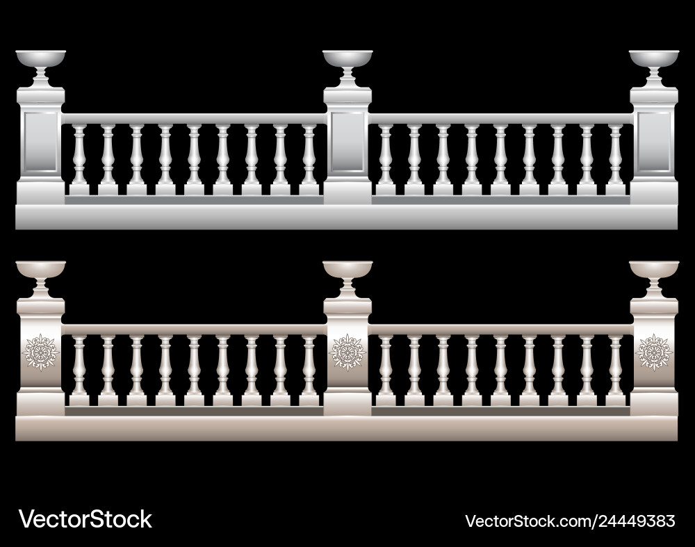Railing stucco marble baroque with flower bed Vector Image